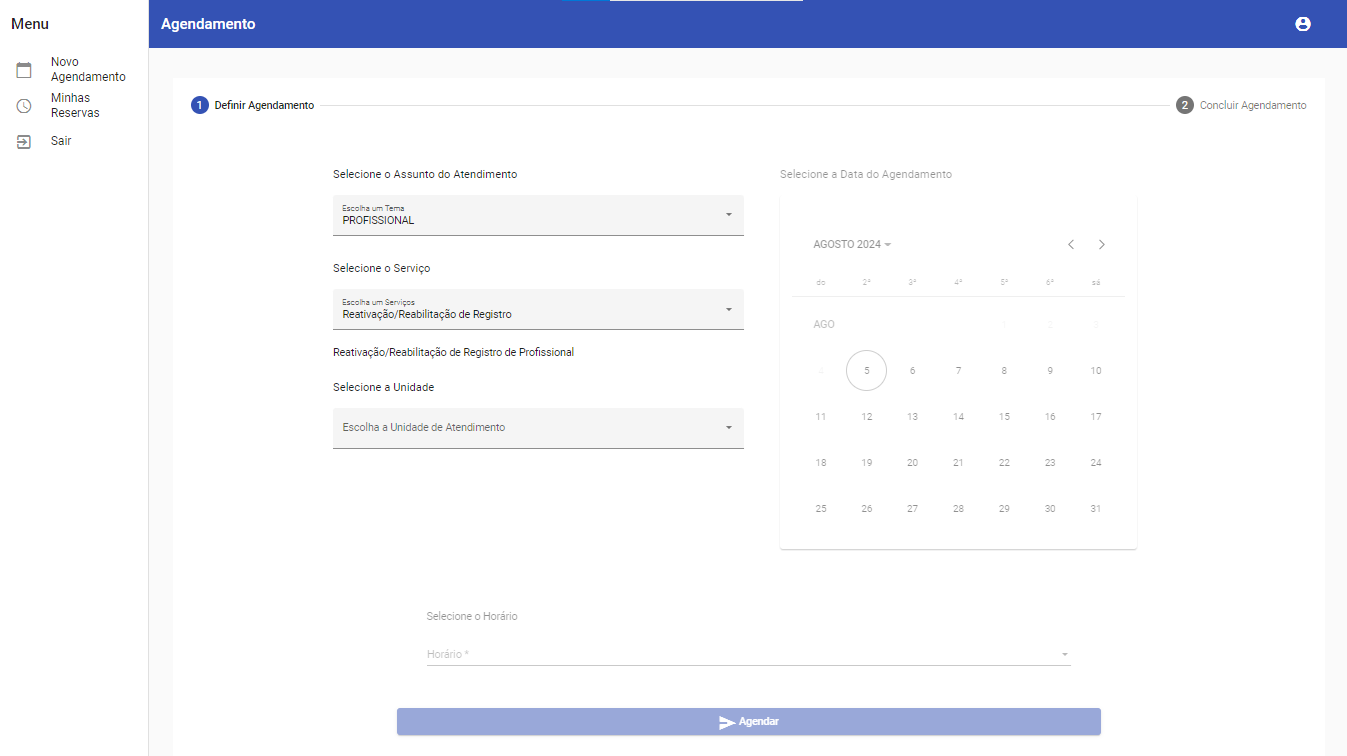 Novo layout do sistema de agendamento - AEARP